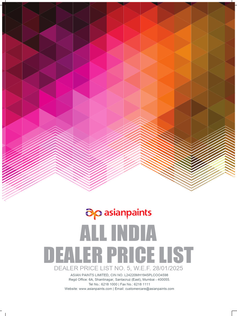 Asian Paints Dealer Price List 2025 | PDF | Brown | Paint