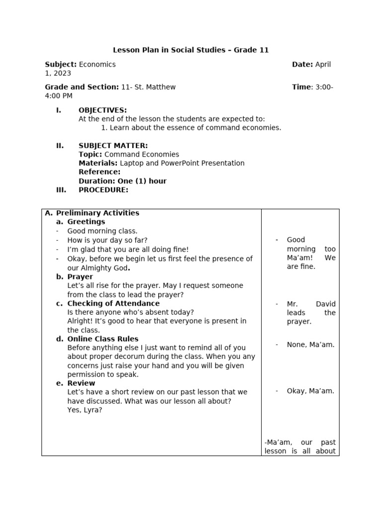 Lesson Plan in Social Studies 21 | PDF