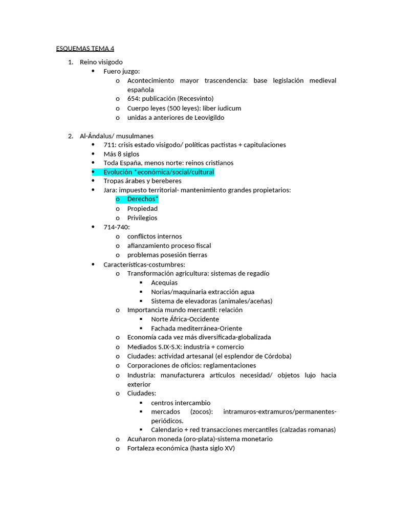 Esquemas Tema 4. La Alta Edad Media | PDF | Edades medias | España