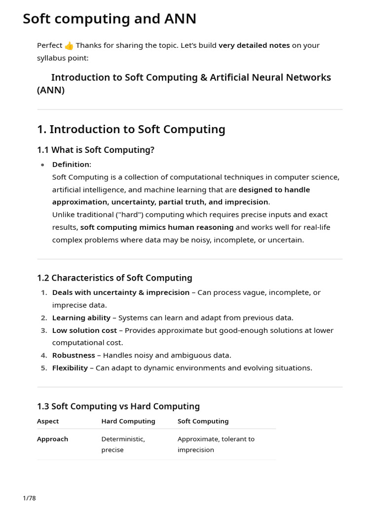 Soft Computing and ANN Chapter 1 (Soft Computing) | PDF | Deep Learning | Machine Learning