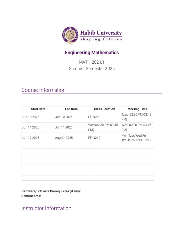 Engineering Mathematics Course MATH 202 | PDF | Ordinary Differential ...