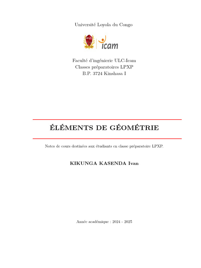 Éléments de Géométrie - Cours LPXP 2024 | PDF | Triangle | Géométrie