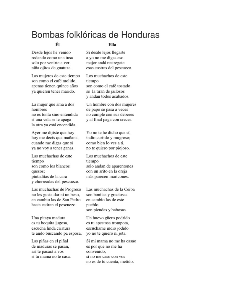 Bombas Folklóricas de Honduras | PDF | Naturaleza