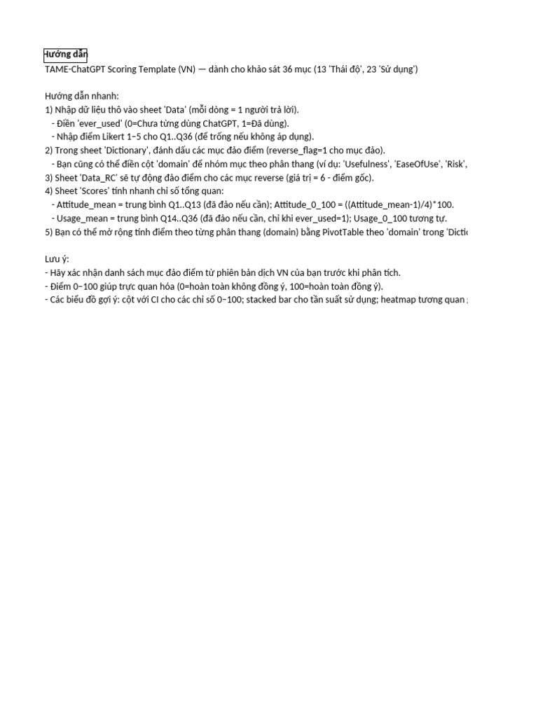 TAME Scoring Template | PDF