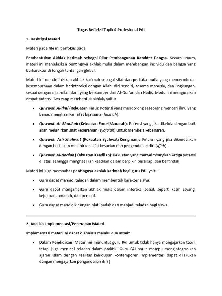 Tugas Refleksi Modul Profesional PPG PAI 2025 Fix-1 | PDF