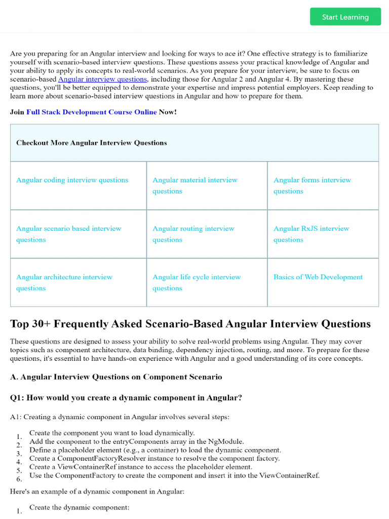 Top 30+ Angular Scenario Based Interview Questions in 2023! | PDF