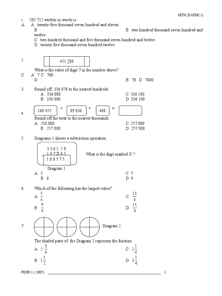 MTH (Paper 1) 1 | PDF | Teaching Mathematics | Science