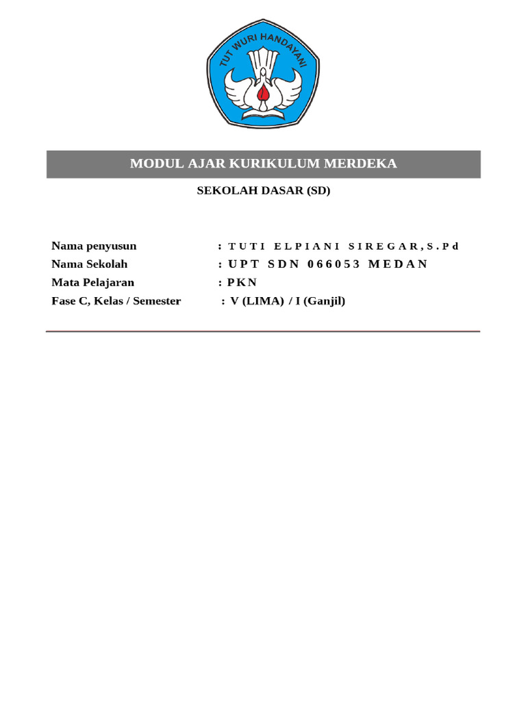 Modul Ajar PKN Kelas 5 | PDF