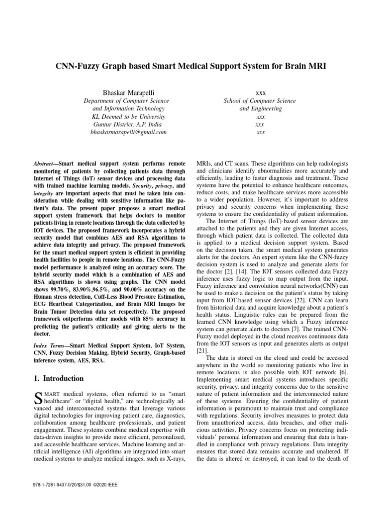 Ieee Conference Template Smart Medical System | PDF | Key (Cryptography ...