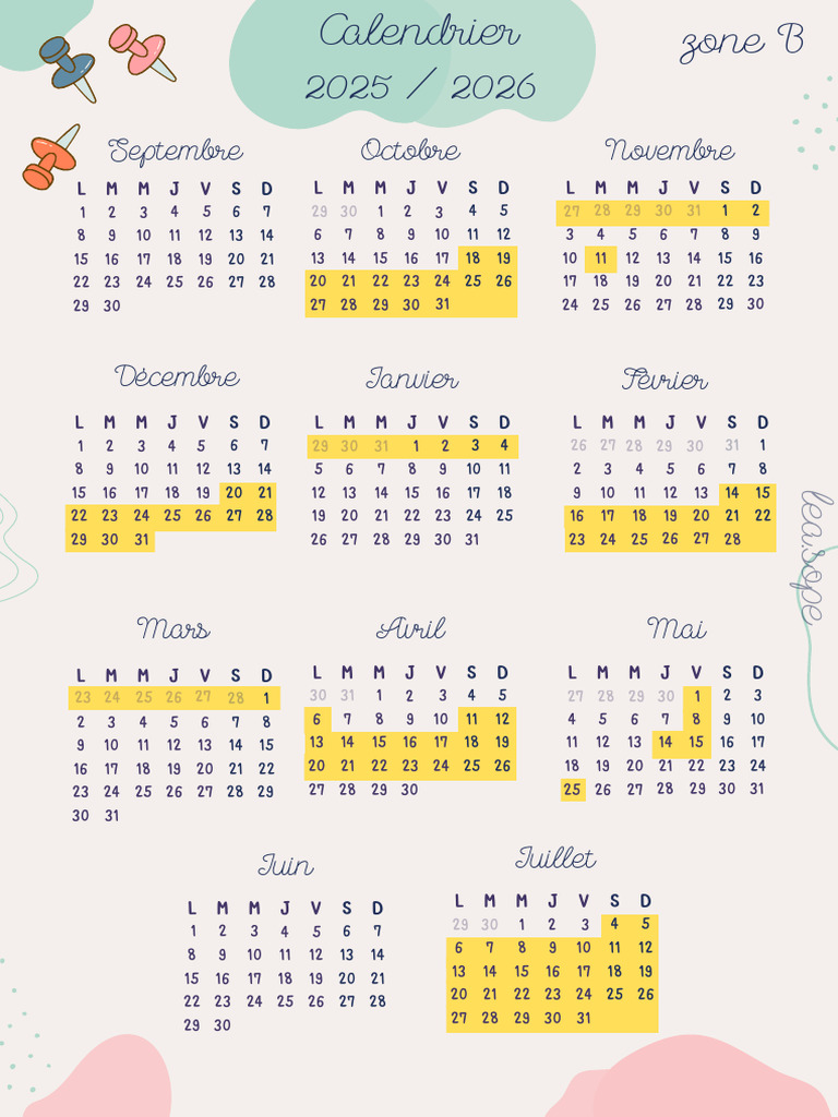 Calendrier scolaire 2025-2026 | PDF