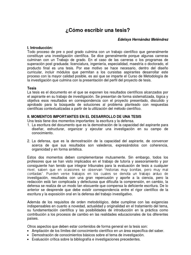 Cómo Escribir Una Tesis | PDF | Science | Conocimiento
