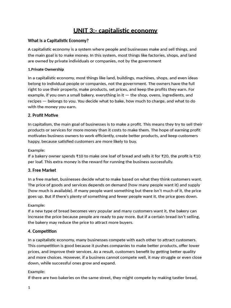 UNIT 3 Economic System | PDF | Capitalism | Market (Economics)