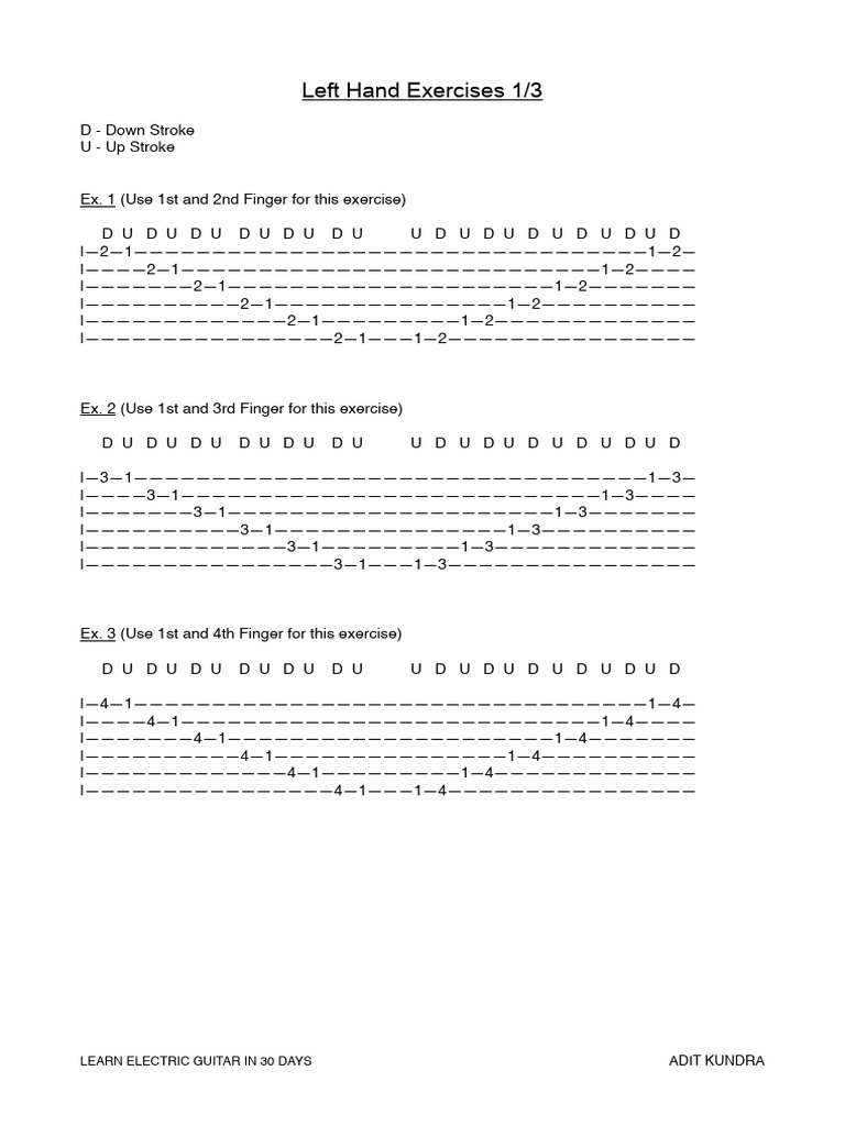 5930-Left Hand Exercises 1 3 | PDF