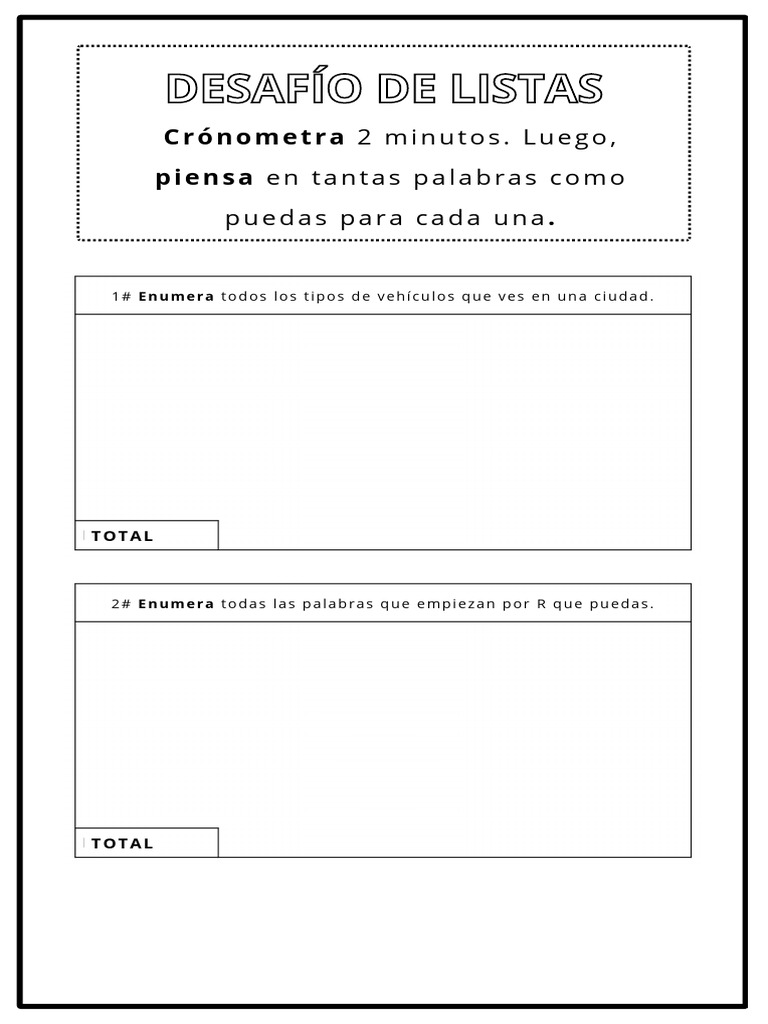 Desafío de Listas para Funciones Ejecutivas | PDF