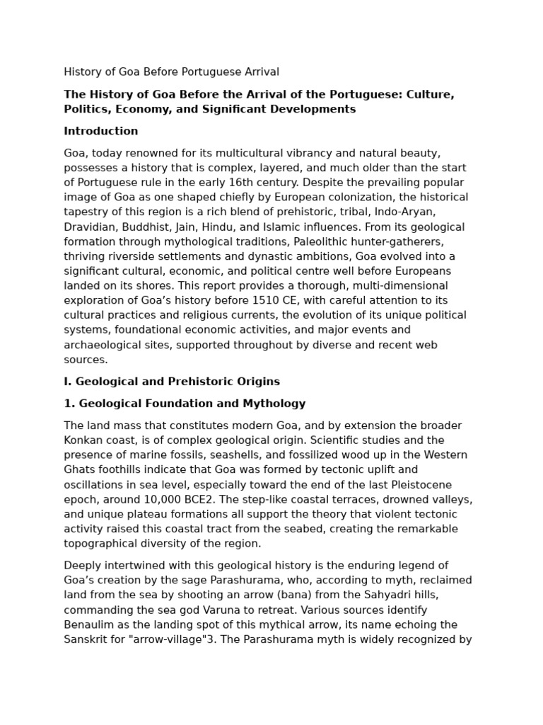 Pre-Portuguese History of Goa | PDF