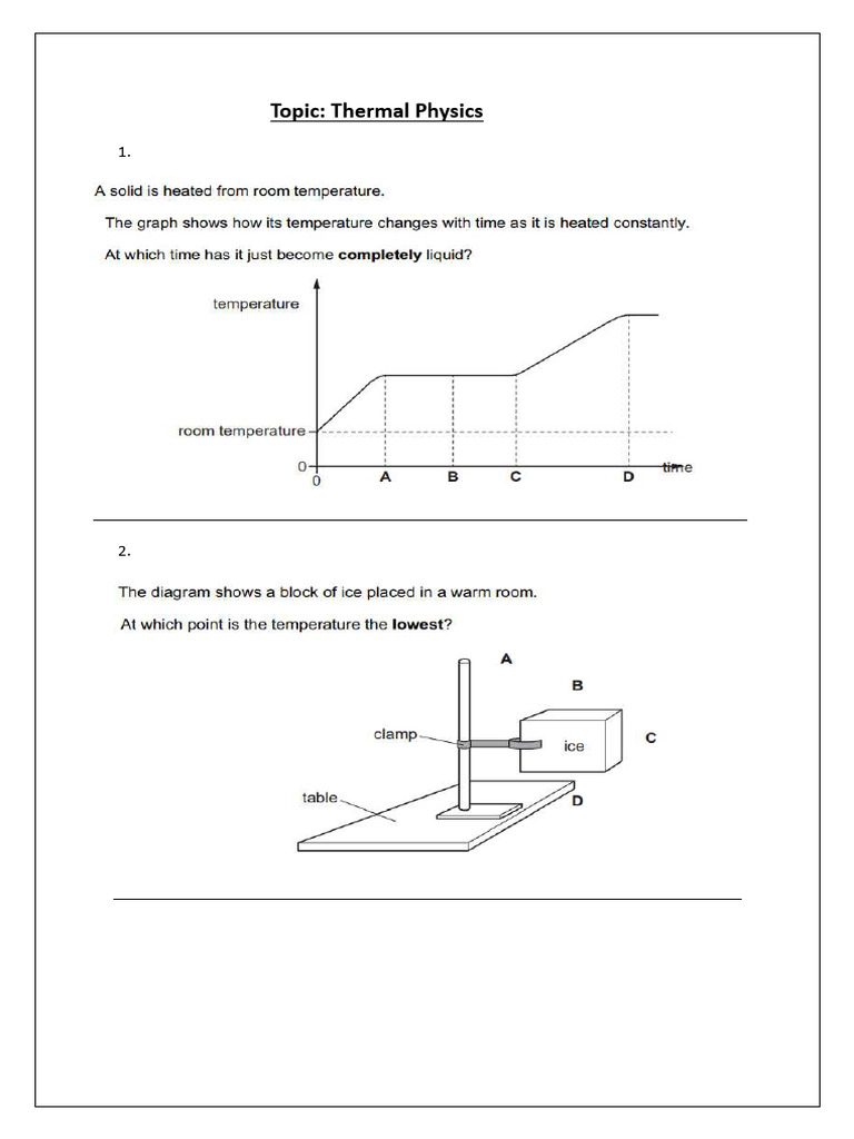 Thermal Physics - Ws1 | PDF
