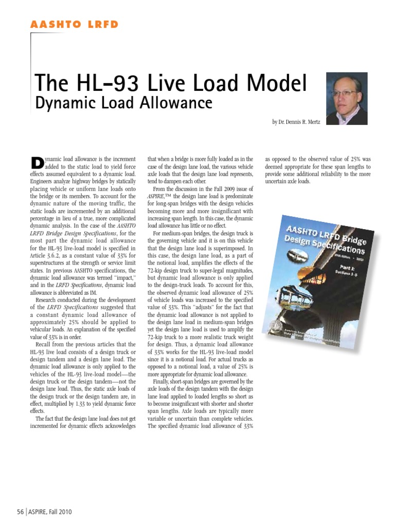 AASHTO LRFD - The HL-93 Live Load Model - Dynamic Load Allowance | PDF ...