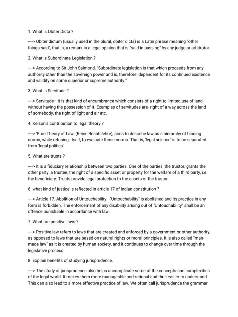 Key Legal Concepts Explained | PDF | Jurisprudence | Obiter Dictum
