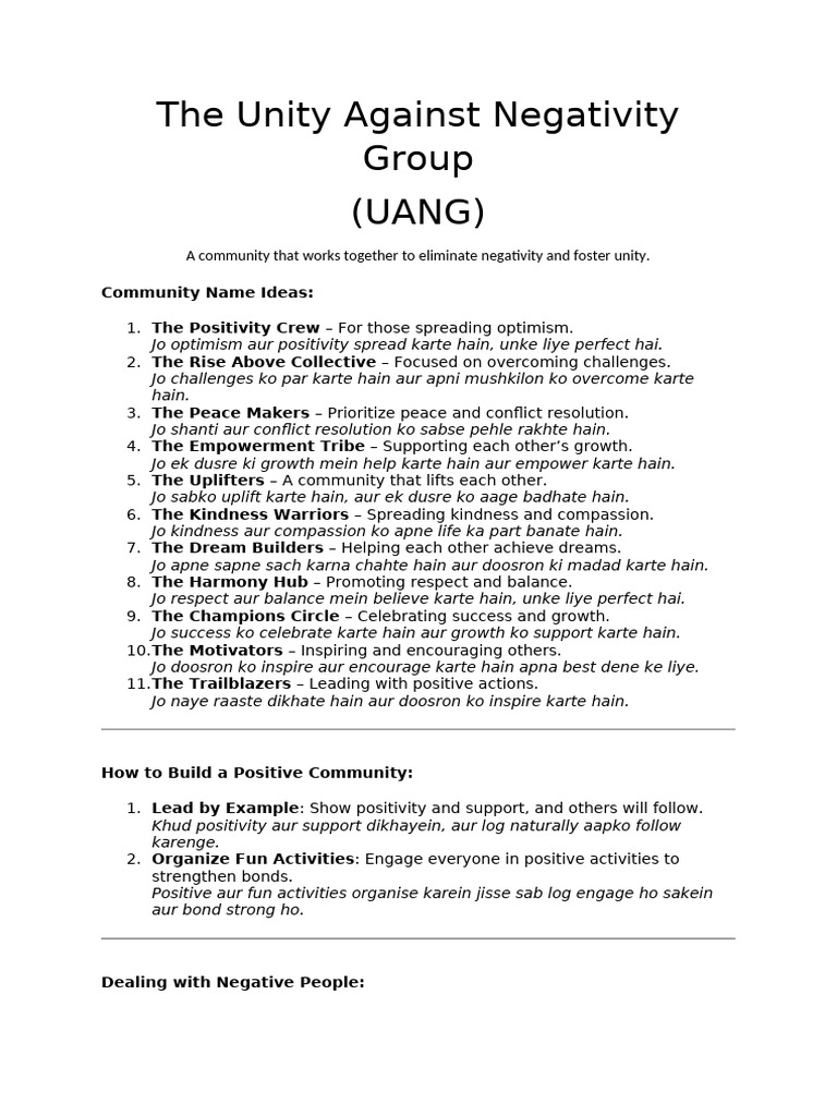 The Unity Against Negativity Group | PDF | Chess Theory