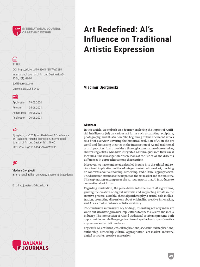AI's Impact on Traditional Art Forms | PDF | Artificial Intelligence ...