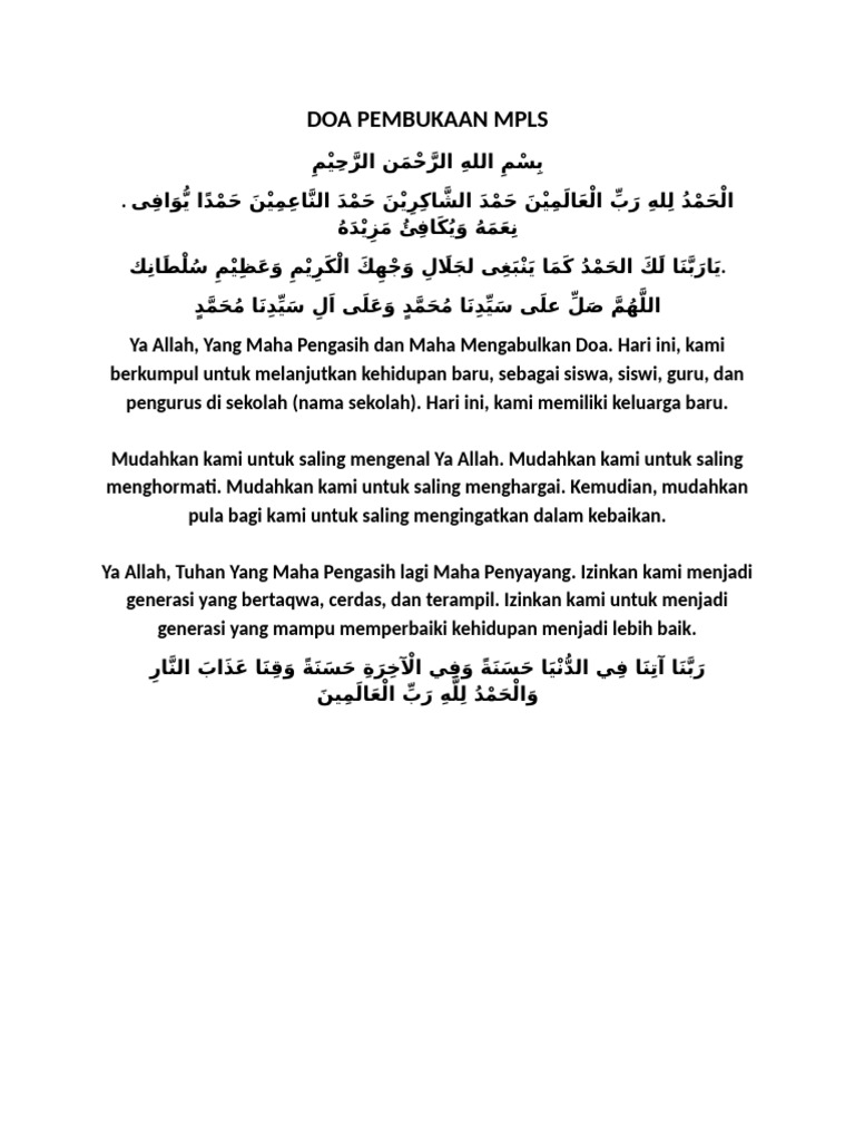 Doa Pembukaan Mpls | PDF