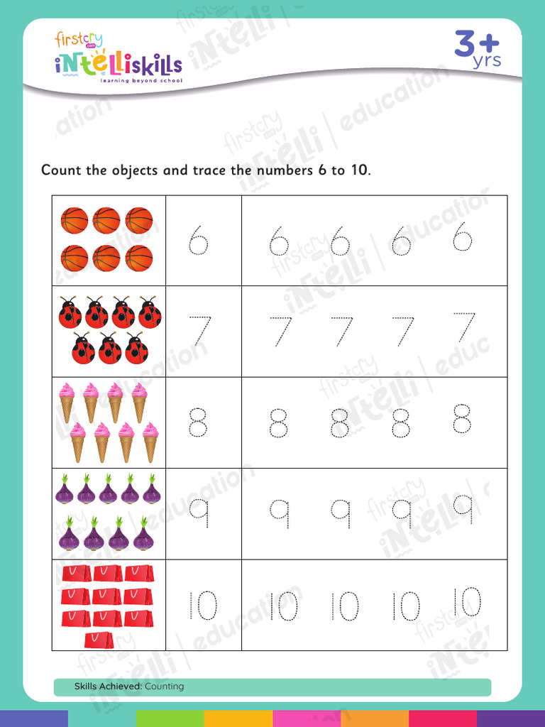 Trace The Numbers 6 10 Worksheet | PDF
