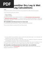 Level Tranmitter Dry Leg Wet Leg Calibration Calulation | PDF ...