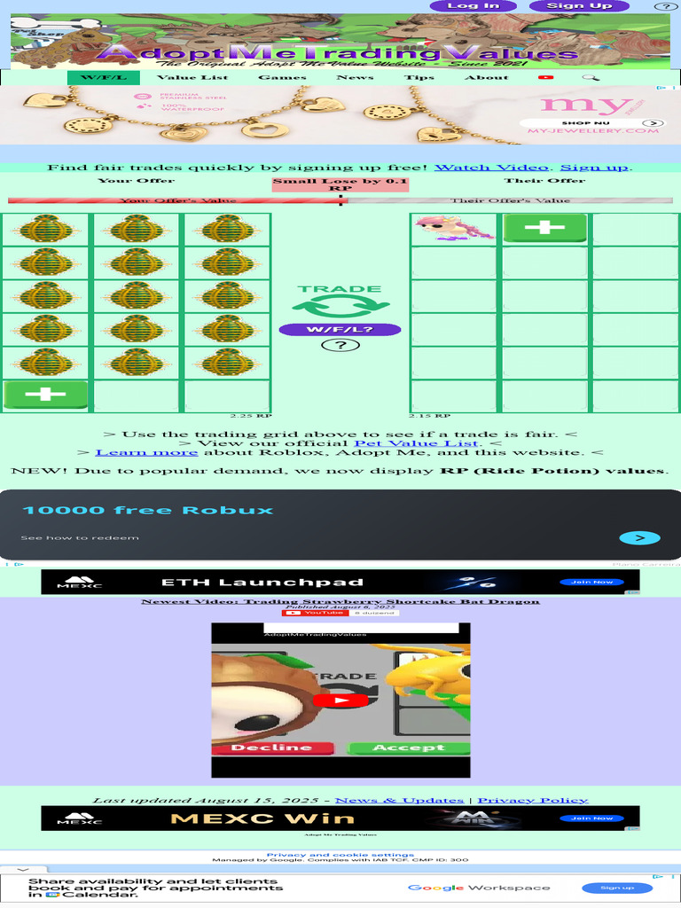 Roblox Adopt Me Trading Values - Win Fair Lose WFL | PDF