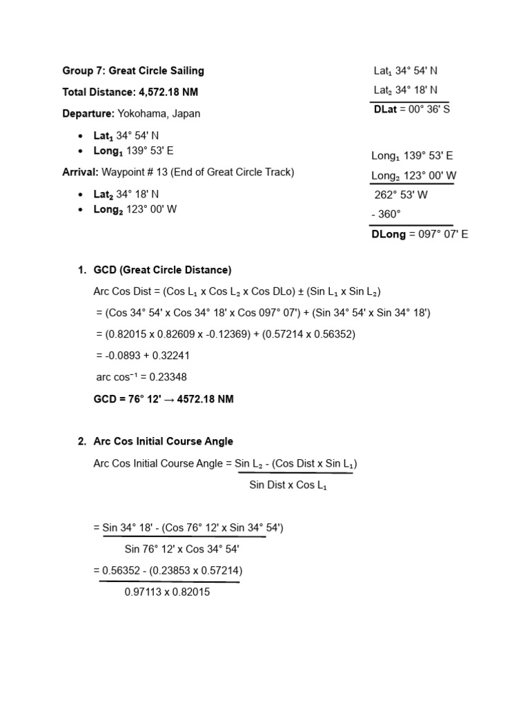 Group 7 - Great Circle Sailing (FINAL) | PDF | Geometry | Geometric ...