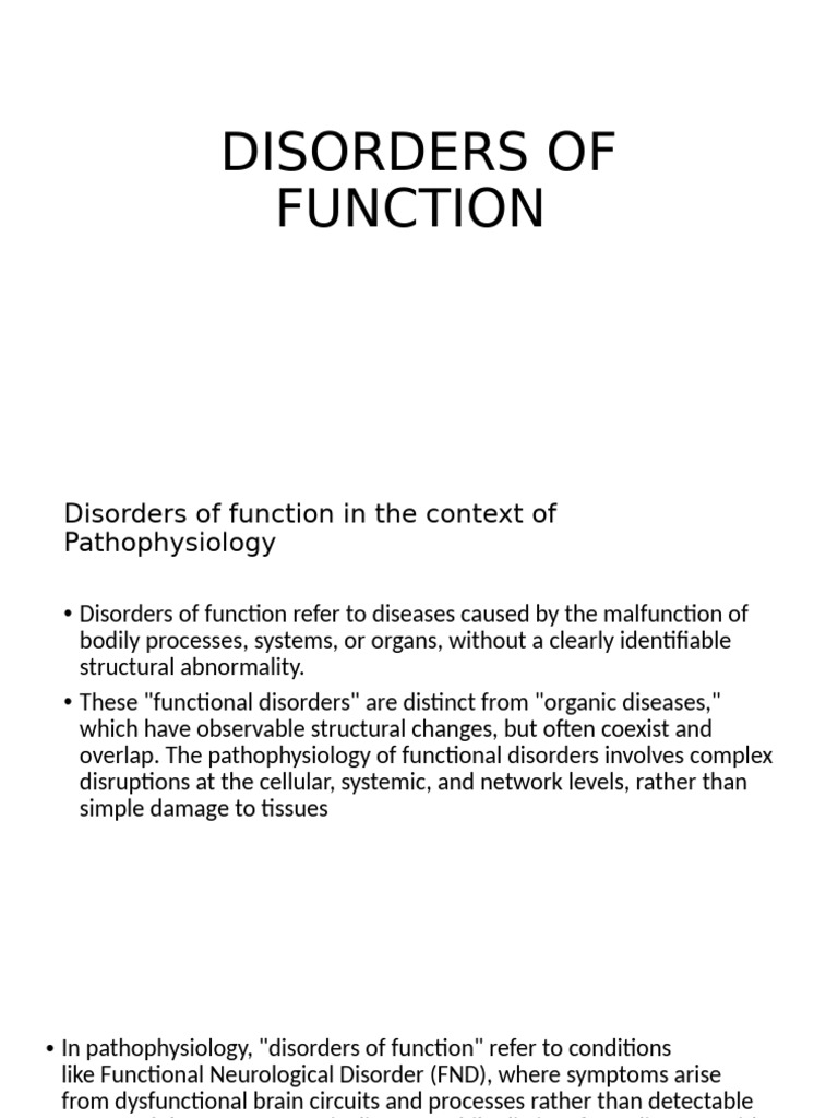 Understanding Functional Disorders in Pathophysiology | PDF | Cerebral ...