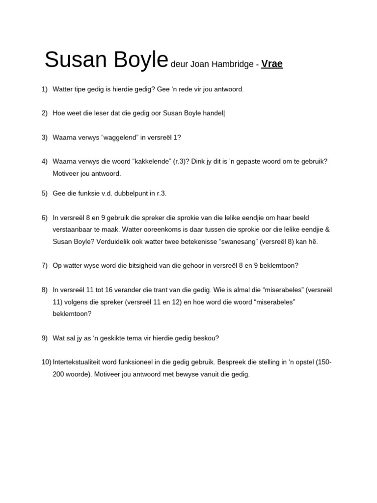 Gedig: Susan Boyle Vrae | PDF