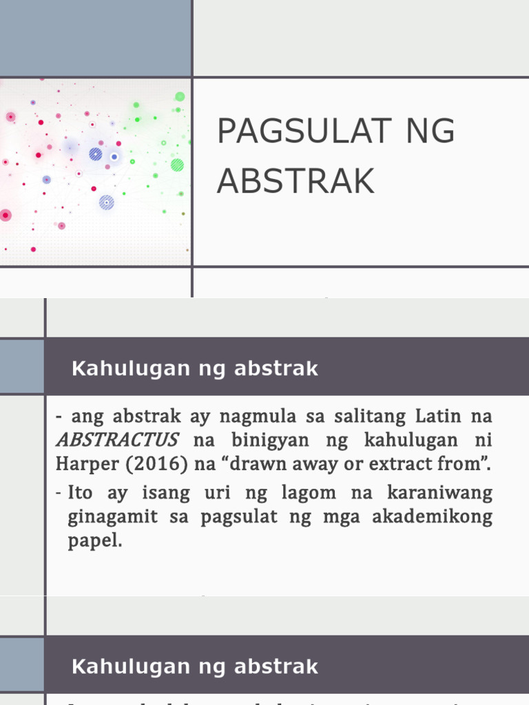 Pagsulat NG Abstrak 1 | PDF