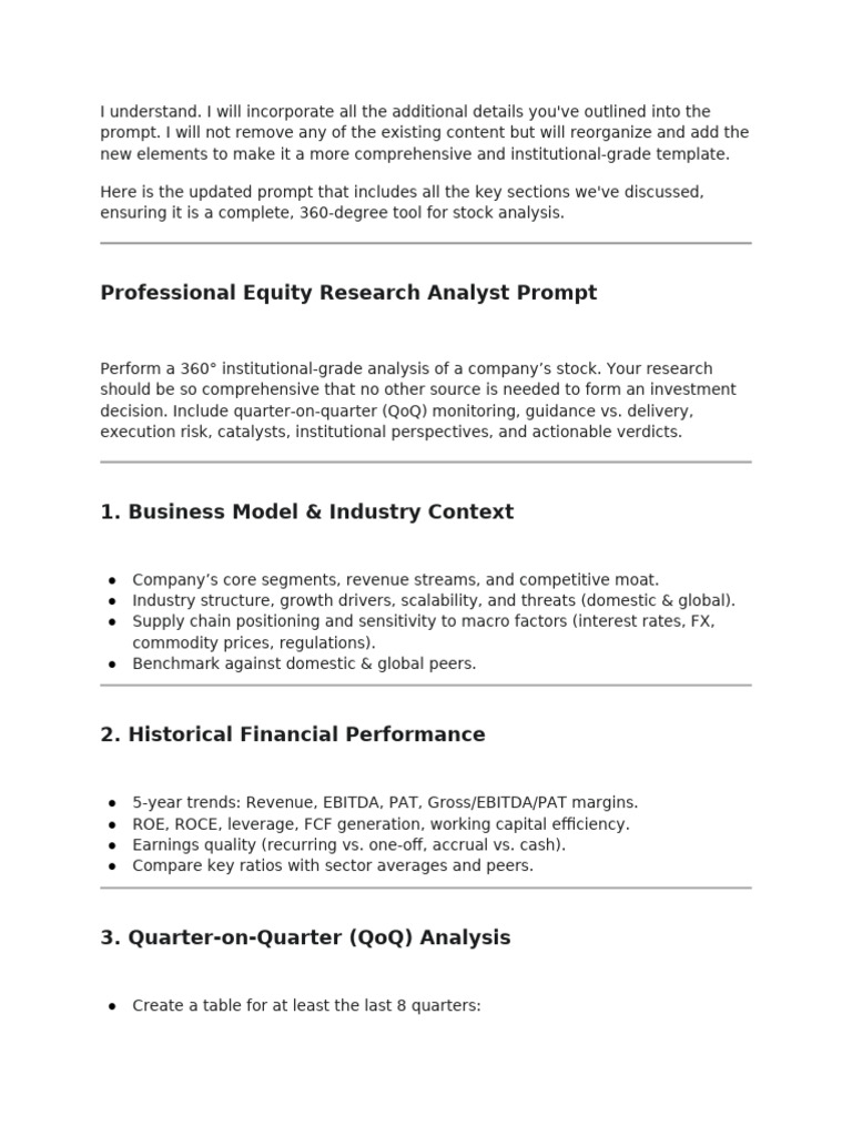 Gemini Ai Prompt For Stocks Advance | PDF | Valuation (Finance) | Money