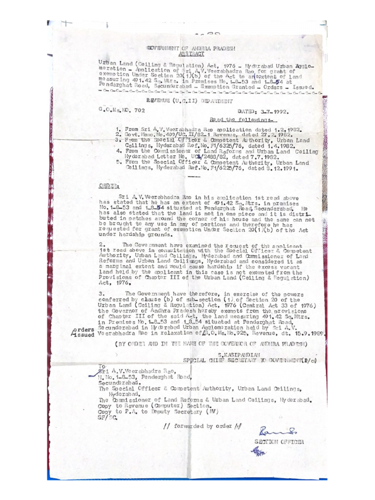 Urban Land (Ceiling & Regulation) Act | PDF