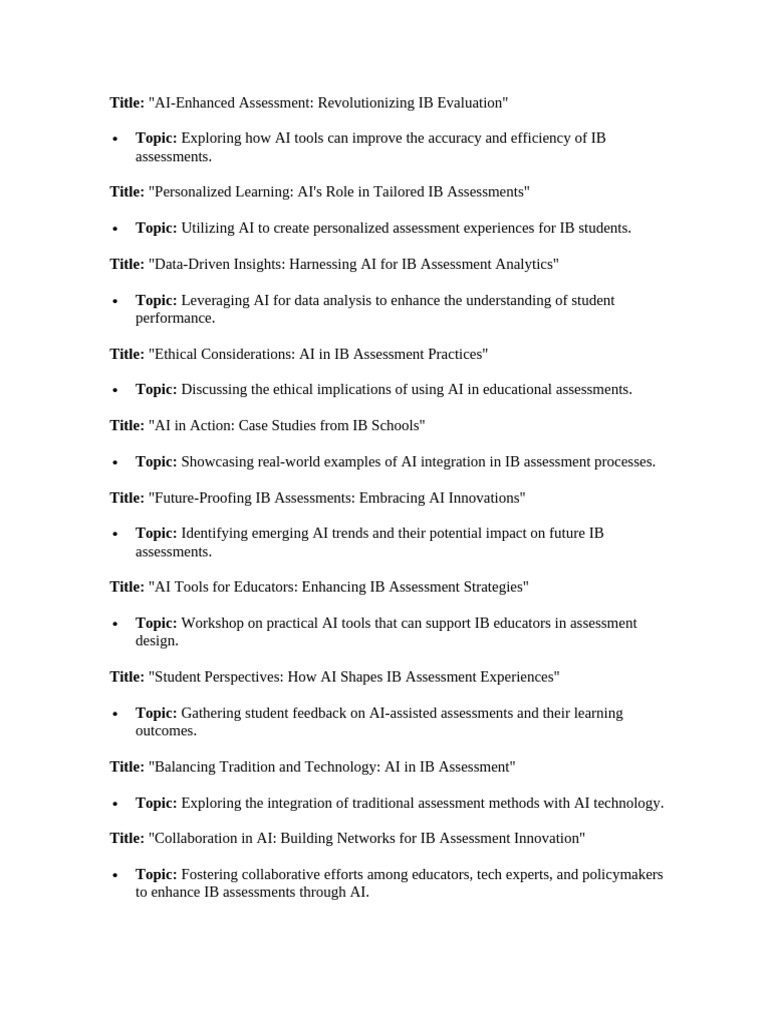 AI Innovations in IB Assessment Practices | PDF