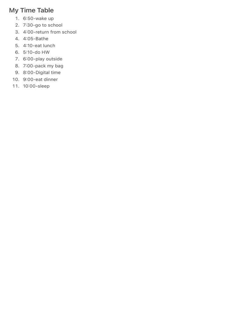 My Time Table | PDF