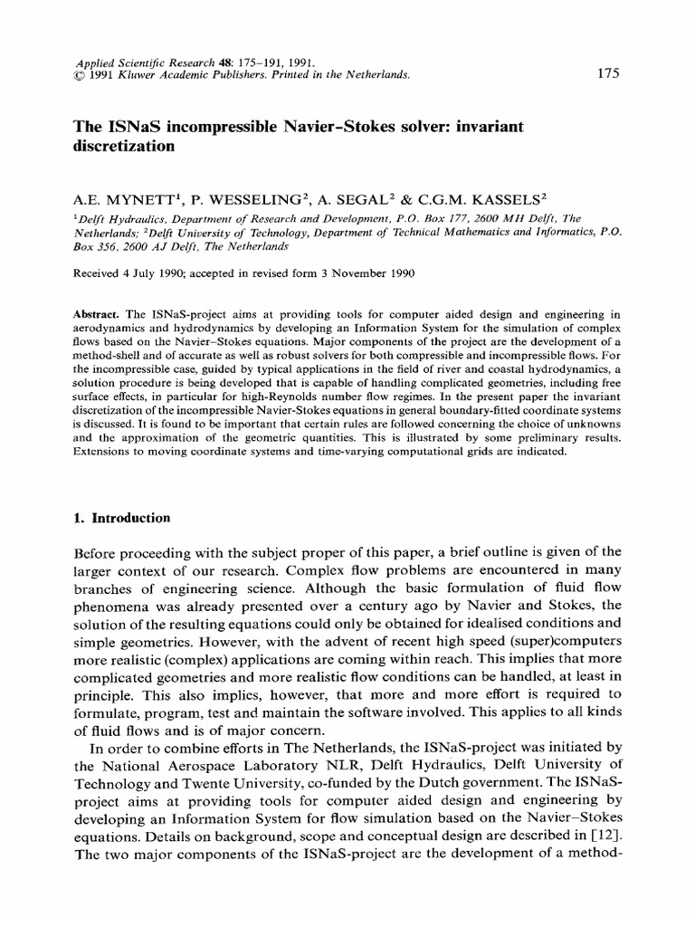 Incompressible Navier-Stokes Solver | PDF | Tensor | Navier–Stokes ...