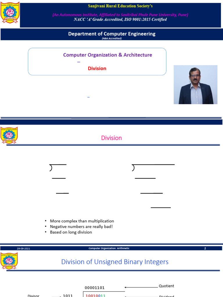 Unit II.5 Computer Arithmetic Division | PDF | Division (Mathematics) | Multiplication