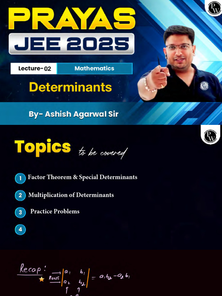 Determinants 02 Class Notes Prayas JEE 2025 | PDF