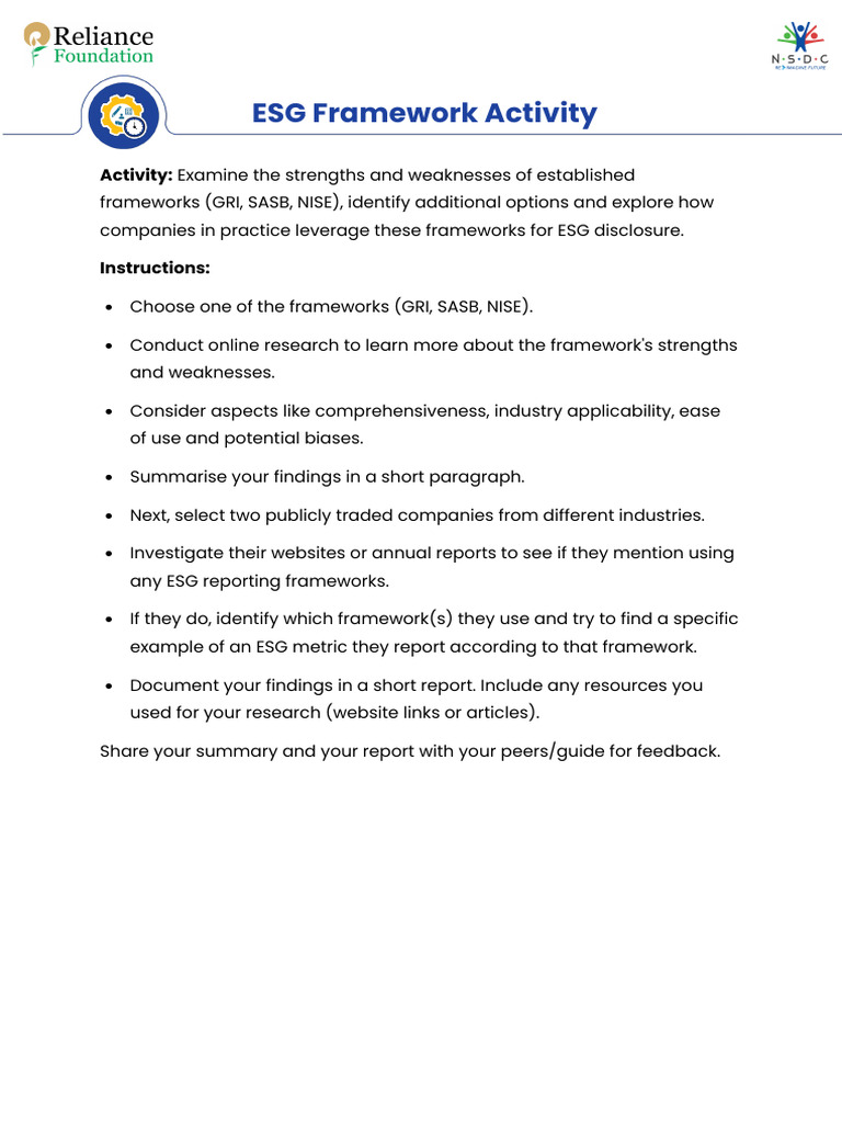 ESG Framework Activity | PDF