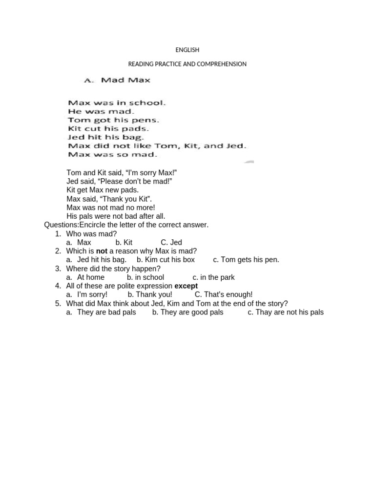 ENGLISH Activity Sheet | PDF
