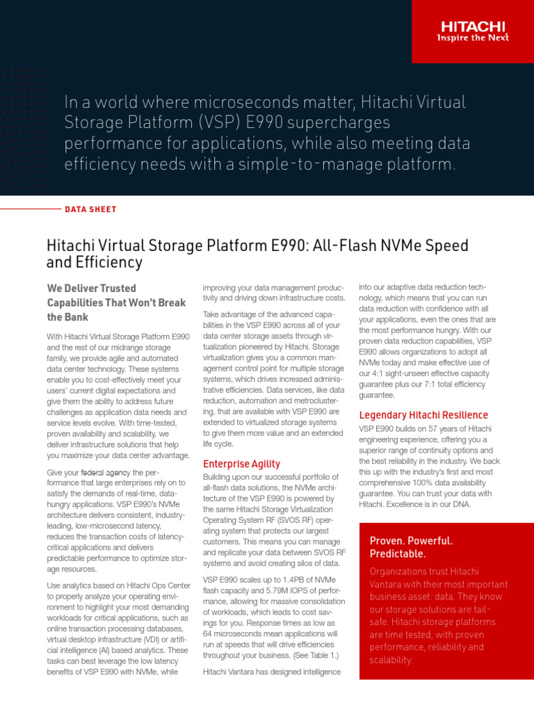Hitachi VSP E990: NVMe Storage Efficiency | PDF | Computing | Computer ...