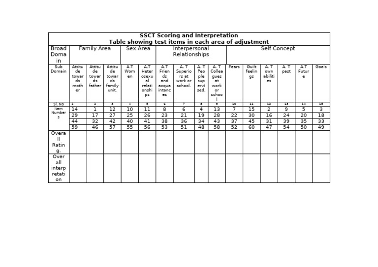 SSCT Scoring and Interpretation Guide | PDF