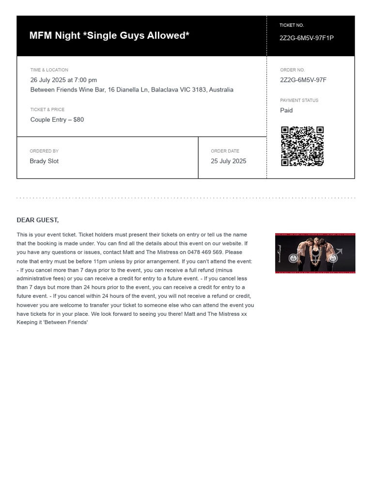 MFM Night Ticket - July 26, 2025 | PDF