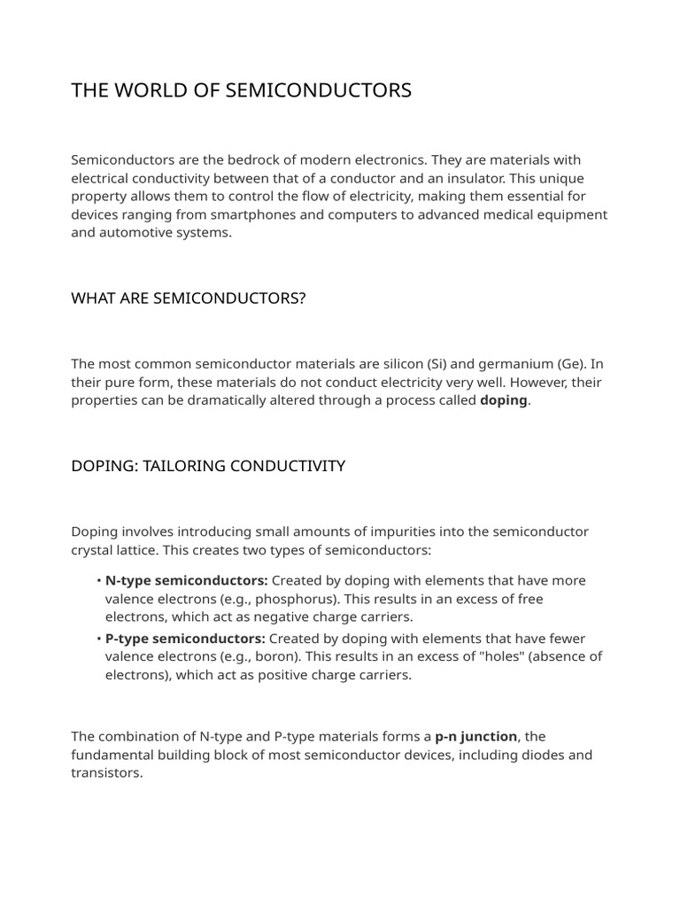 Semiconductors Industry Overview | PDF | Semiconductors | Doping ...