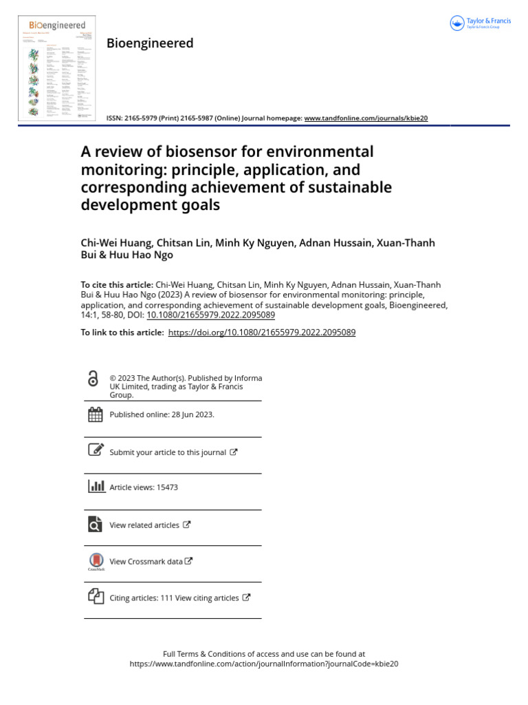 Biosensors for Environmental Monitoring | PDF | Biosensor | Bacteria