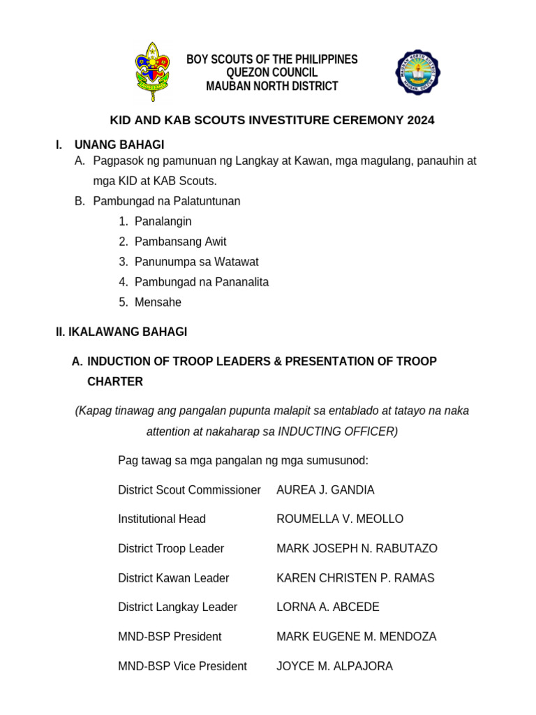 KID and KAB Investiture Ceremony 2024 | PDF