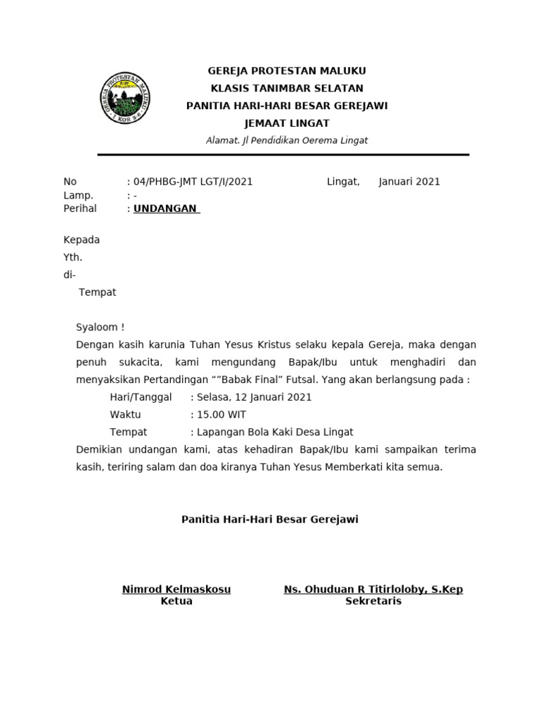 Undangan FInal Futsal | PDF