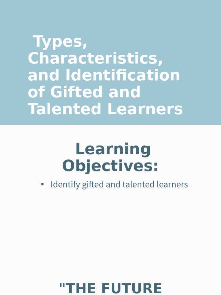 Identifying Gifted Learners' Types | PDF | Intellectual Giftedness ...