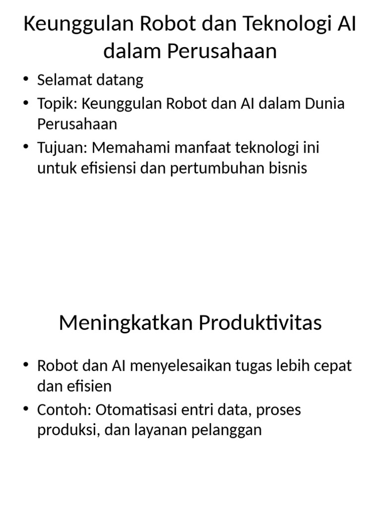 Keunggulan Robot dan AI untuk Bisnis | PDF